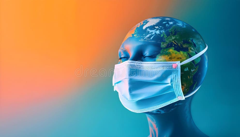 A 3d Illustration of a Globe Wearing a Mask Reprecentating about Global ...