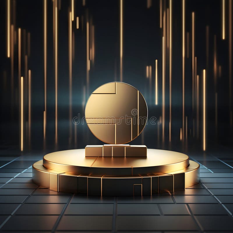 3d Illustration of Glossy Golden Podium Stock Illustration ...