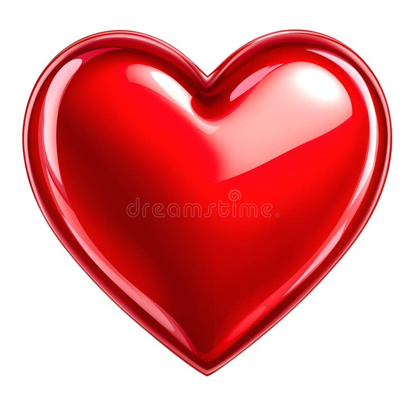 3D Illustration of Glossy Red Heart with Smooth Reflective Surface ...