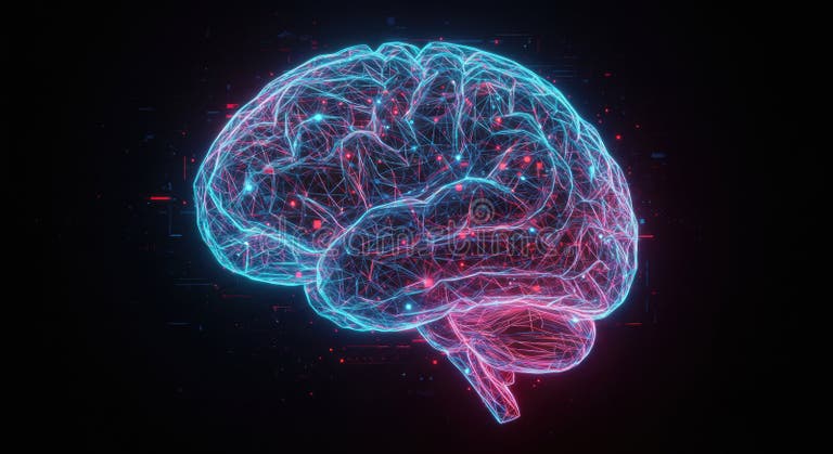 3D Illustration Glowing Brain Network Connection, Science, Technology ...