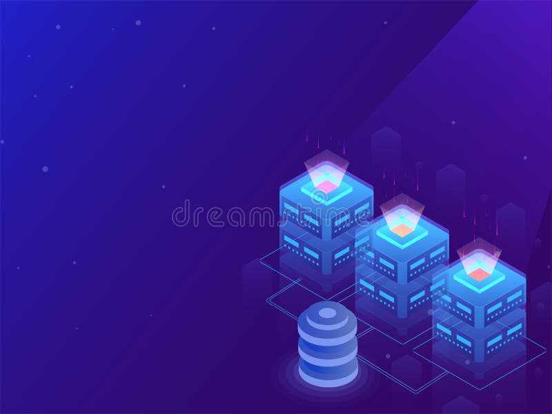 3D Illustration of Glowing Local Servers Connected To Database O Stock ...
