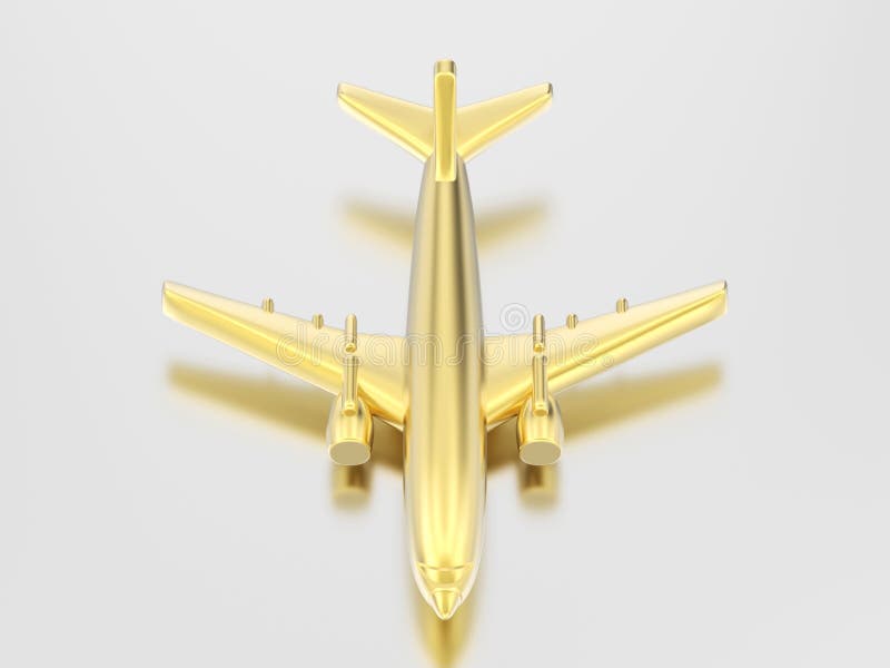 3D Illustration Gold Airplane Stock Illustration - Illustration of ...