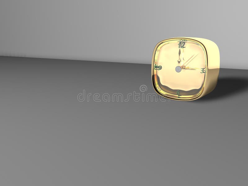 3d Illustration Gold Clock Bright Stock Illustration - Illustration of ...
