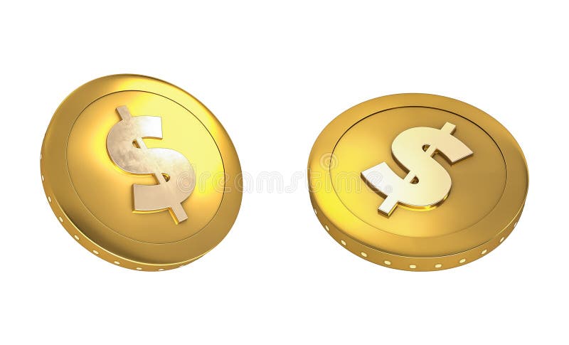 3d Illustration of Gold Coin in Different Angles. American Dollar Stock ...
