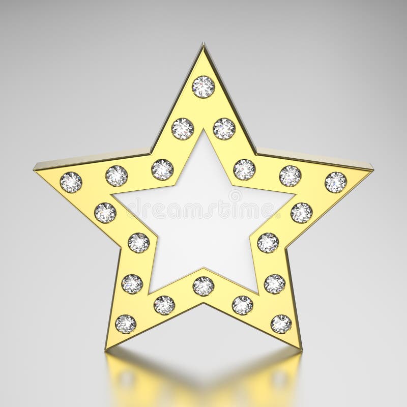 3D Illustration Gold Star with Diamonds Stock Illustration ...