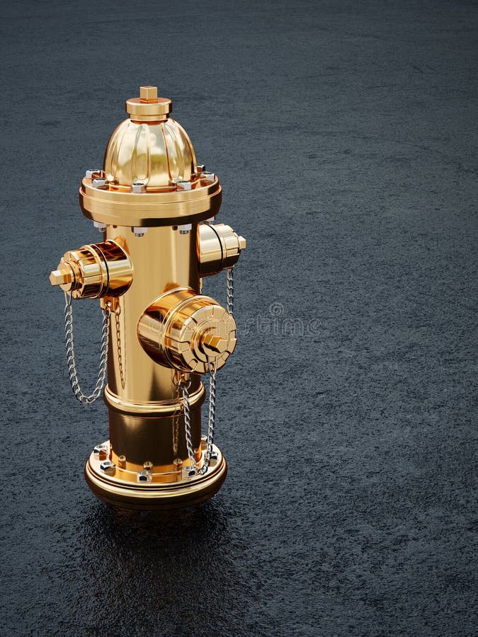 Golden Fire Hydrant on Asphalt Background Stock Illustration ...