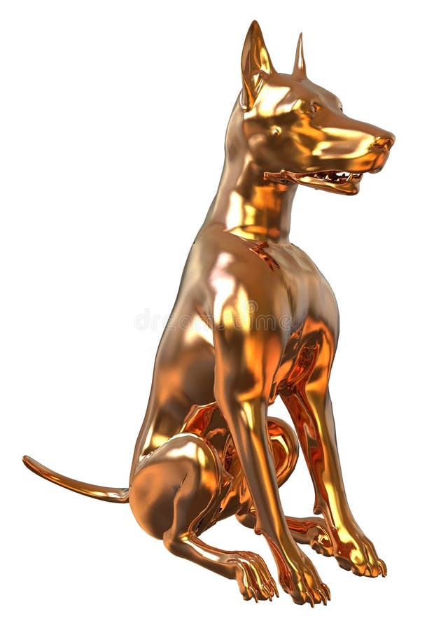 Golden Yellow Dog 3D Illustration Isolated on White Stock Illustration ...