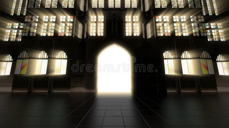 3d Illustration of a Gothic Building with God Rays Shining through the ...