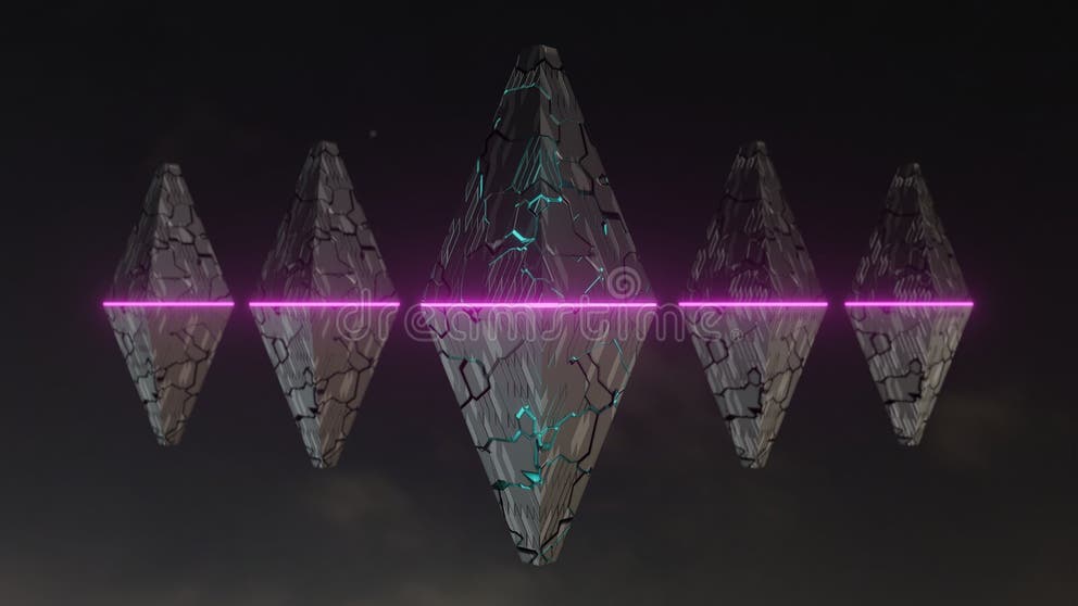 3D Illustration Graphic of Abstract Sci-fi Triangular Objects Set with ...