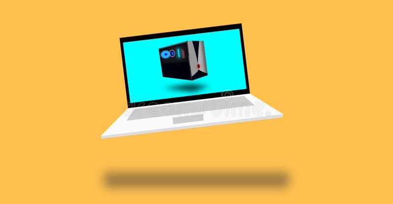 3D Illustration Graphic of a Laptop with CPU Central Processing Unit or ...