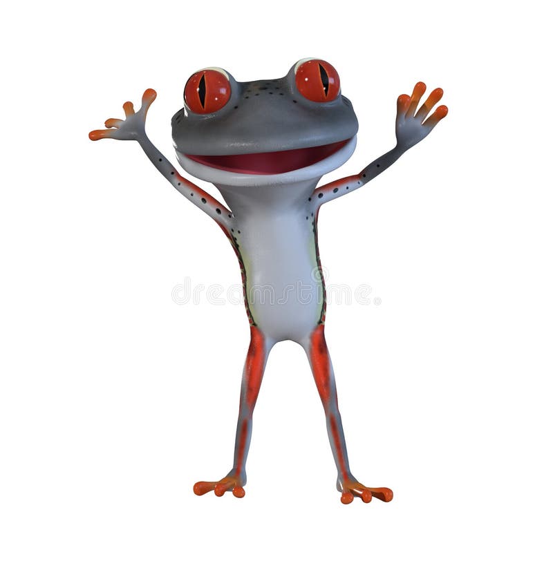 3d Illustration of a Gray Cartoon Tree Frog. Stock Illustration ...
