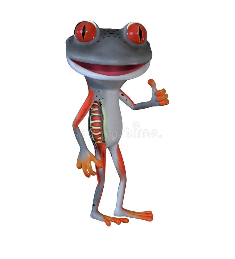 3d Illustration Of A Gray Cartoon Tree Frog. Stock Illustration ...
