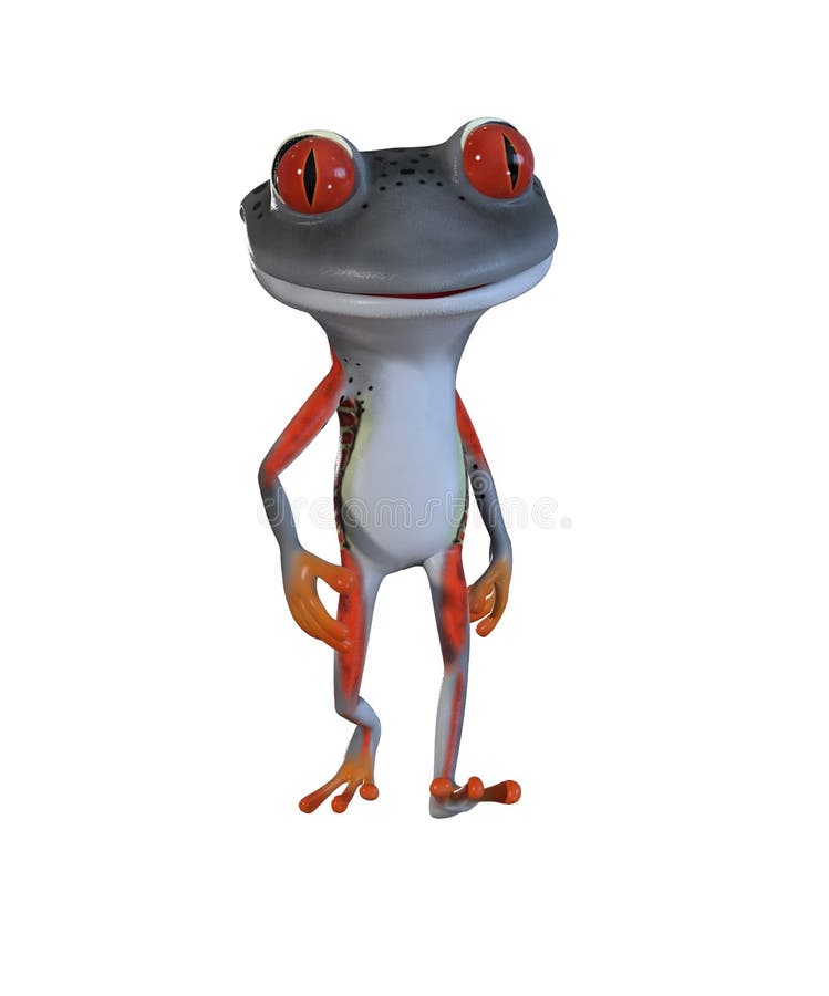 3d Illustration of a Gray Cartoon Tree Frog. Stock Illustration ...