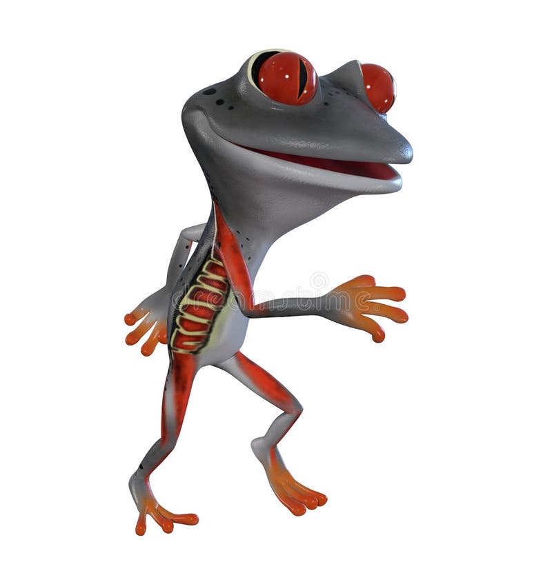 3d Illustration of a Gray Cartoon Tree Frog. Stock Illustration ...