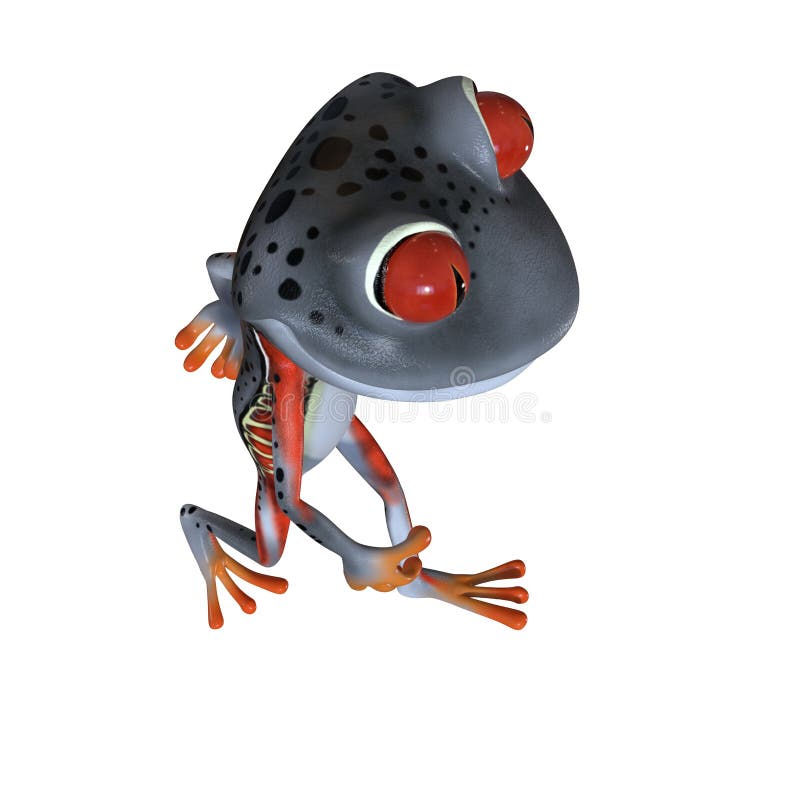 3d Illustration of a Gray Cartoon Tree Frog. Stock Illustration ...