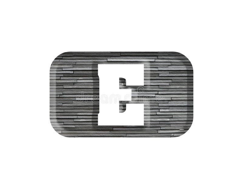 3D Illustration, Gray Color Wall Structure LETTER E Isolated Design ...
