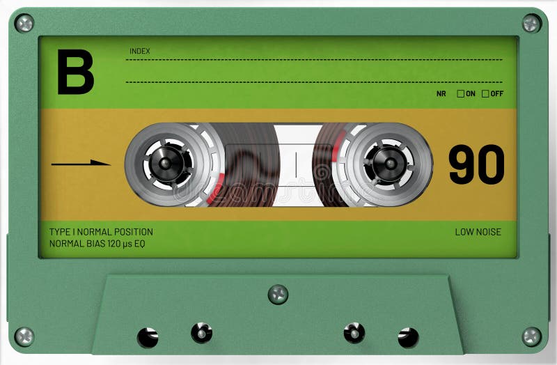 Green and Yellow Audio Cassette with Sticker and Label Stock Photo ...