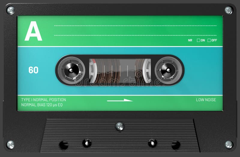 Green,blue and Black Audio Cassette with Sticker and Label Stock Photo ...