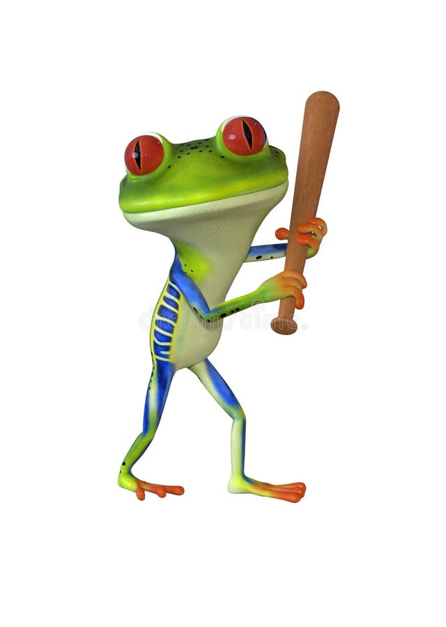 3d Illustration of a Green Cartoon Frog Jumping in the Air. Stock Photo ...