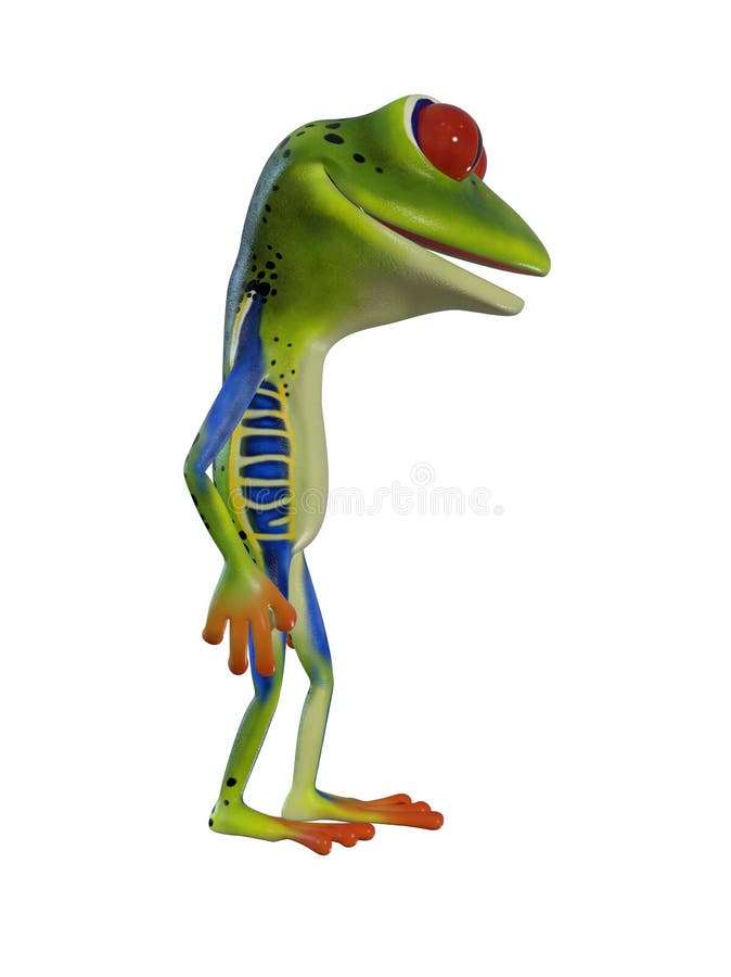 3d Illustration of a Green Cartoon Frog Standing Idle. Stock Image ...