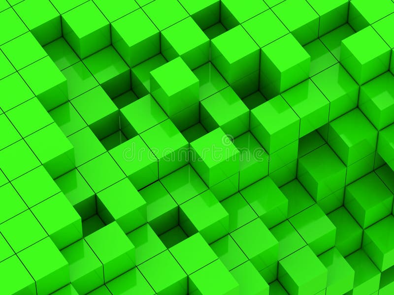 3d Illustration of Green Cubes Stock Illustration - Illustration of ...
