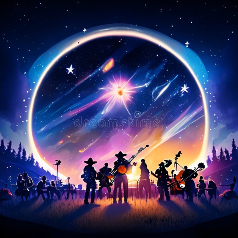 Illustration of a Group of People Playing Musical Instruments in the ...