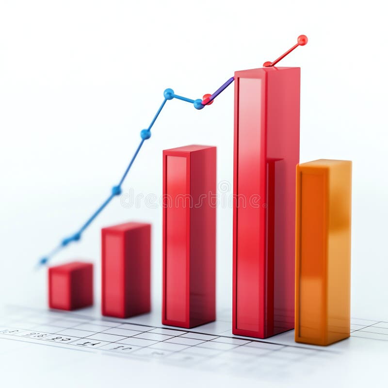 3D Illustration of Growth Chart, Business, Finance, Success Stock ...