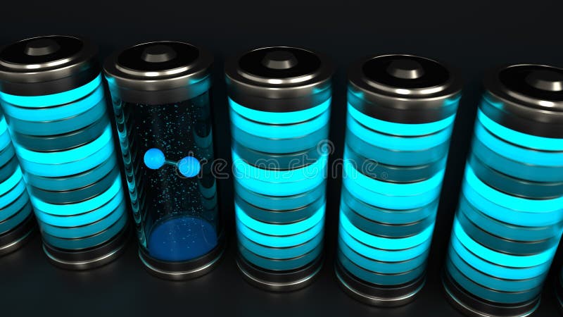 3D Illustration H2 Battery Level Stock Illustration - Illustration of ...