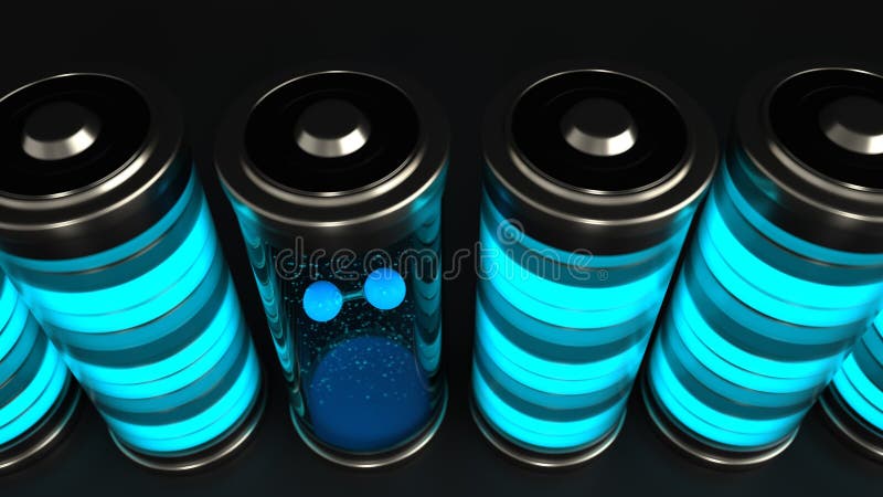 3D Illustration H2 Battery Level Stock Illustration - Illustration of ...