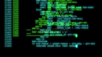Hacker Code Running Down a Computer Screen Terminal Stock Illustration ...