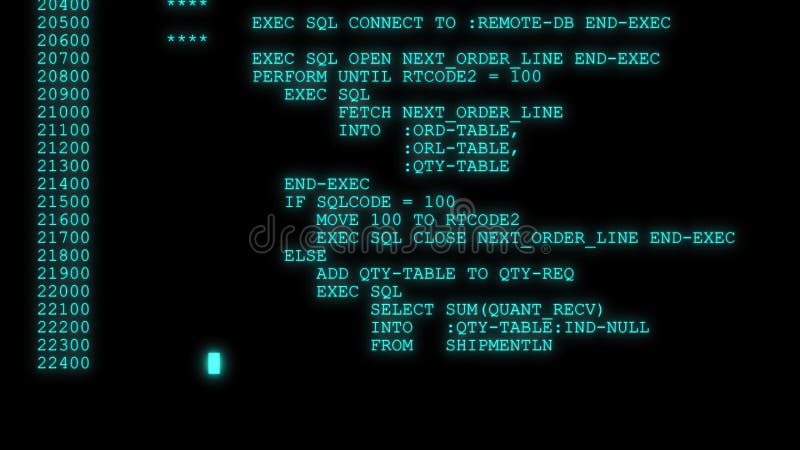 Hacker Code Running Down a Computer Screen Terminal Stock Illustration ...