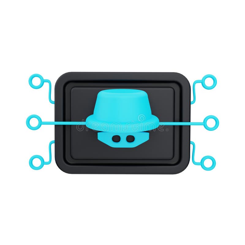3d Illustration Hacker Object. Blue Hacker on the Black Screen. 3d ...