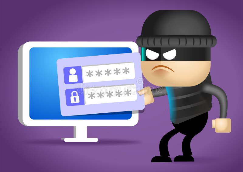 Hacker Breaks Into Computer 2d Illustration Stock Illustration Illustration Of Criminal