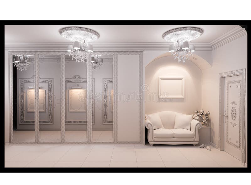 3D Illustration of the Hall in Classic Style. Stock Illustration ...