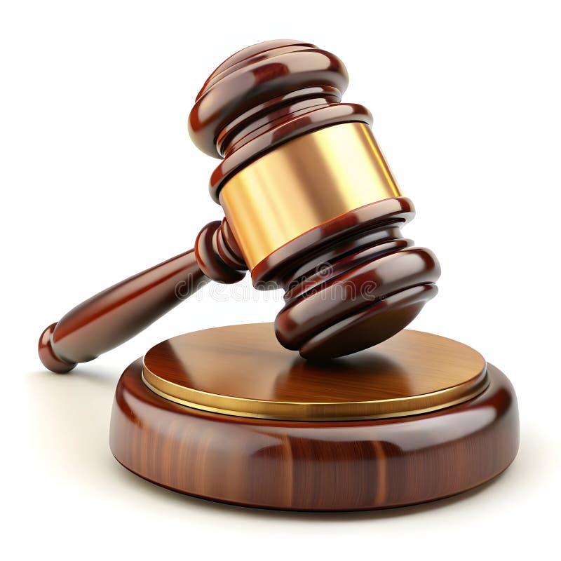 3d Illustration of Hammer of Court and Law Used by Judge in Court Stock ...