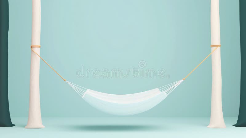 2D Illustration of a Hammock Strung between Logs with Basic Shapes on a ...