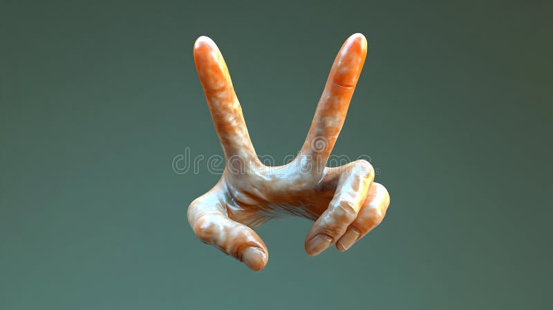 3D Illustration of a Hand Forming the Peace Sign Stock Illustration ...