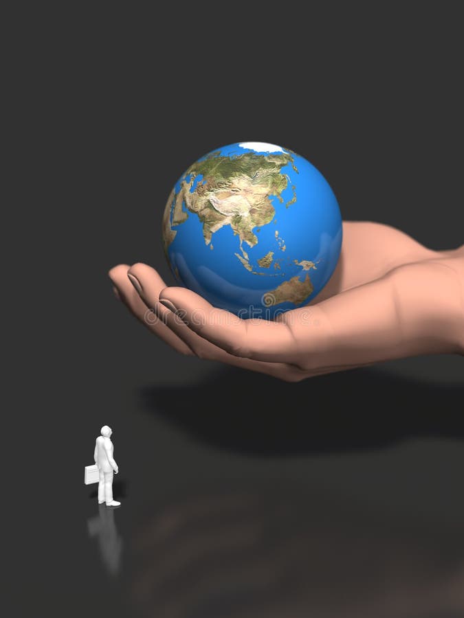3D Illustration of Hand Holding the Earth Stock Illustration ...