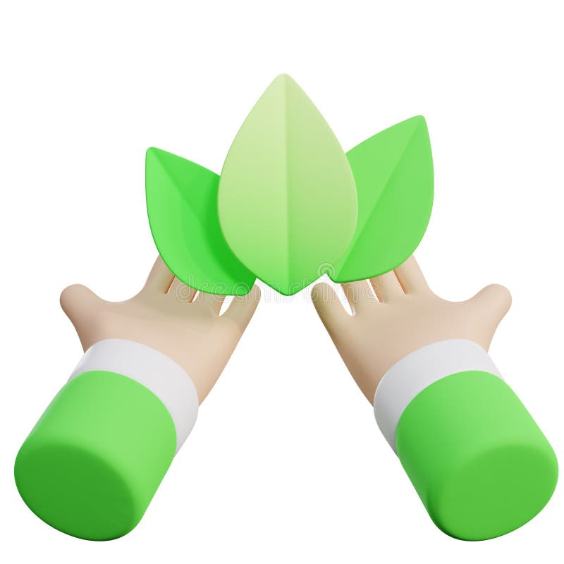 Illustration of Hand Holding Green Leaves - Eco-Friendly Stock ...