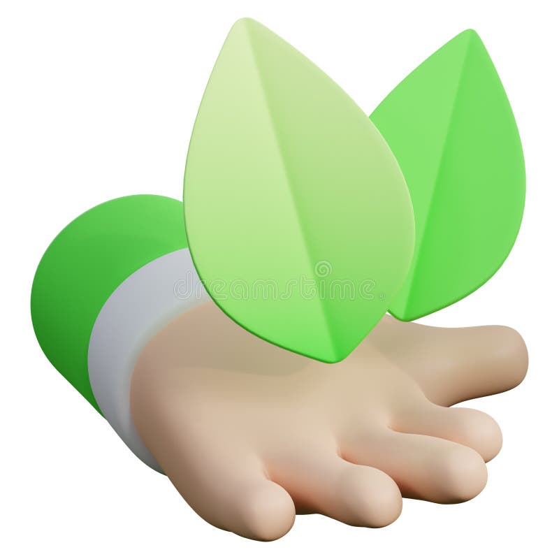 Illustration of Hand Holding Green Leaves - Eco-Friendly Stock ...