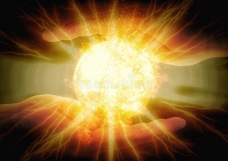 3d Illustration of Fireball Exploding with Hand Power Stock ...