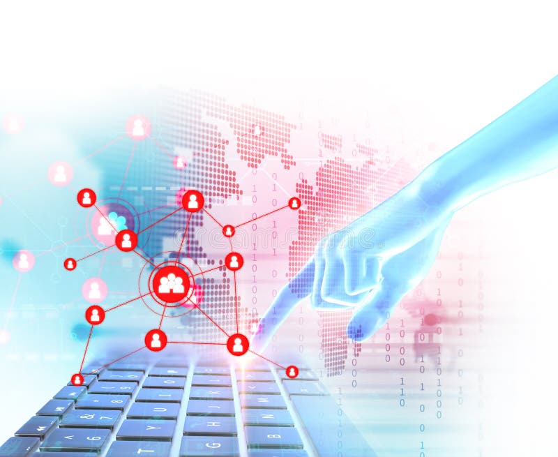 3d Illustration of Hand Touch Gesture on Futuristic Technology E Stock ...