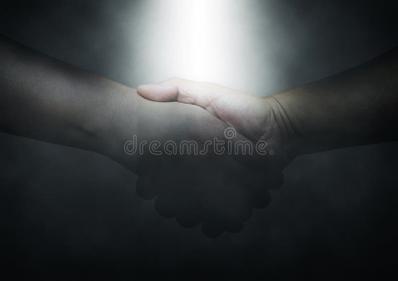 3d Illustration of Synthesizing Light Effect on Handshake Gesture Stock ...