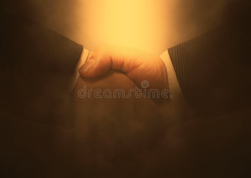 3d Illustration of Synthesizing Light Effect on Handshake Gesture Stock ...