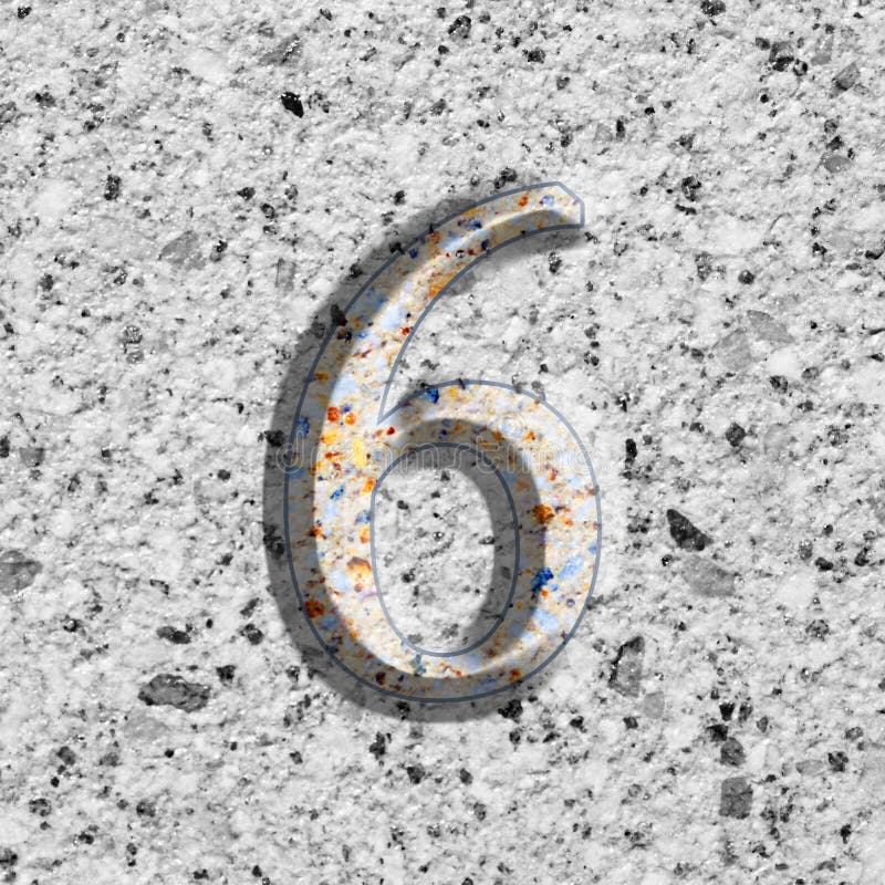 3D Illustration Hard Stone NUMBER 6, Rustic Rock Alphabet, Design ...