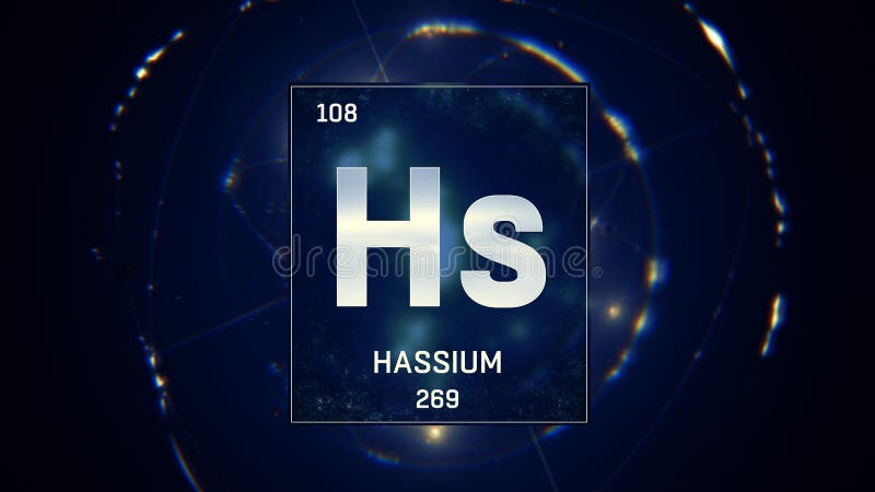 Hassium As Element 108 of the Periodic Table 3D Illustration on Blue ...