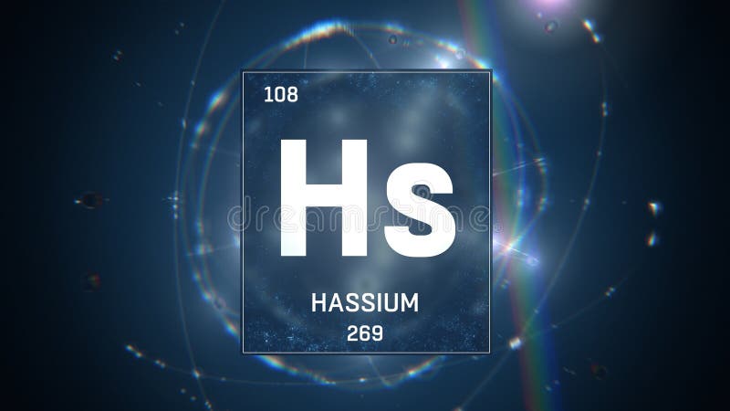 Hassium As Element 108 of the Periodic Table 3D Illustration on Red ...