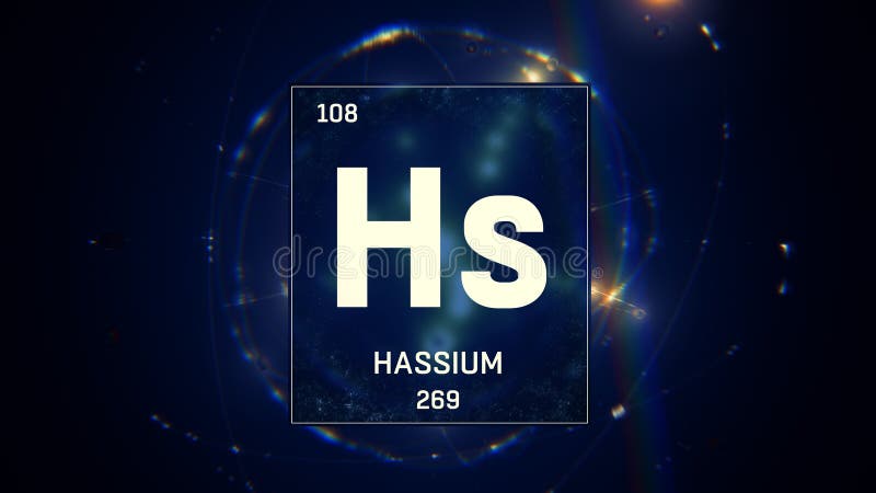 Hassium As Element 108 of the Periodic Table 3D Illustration on Red ...