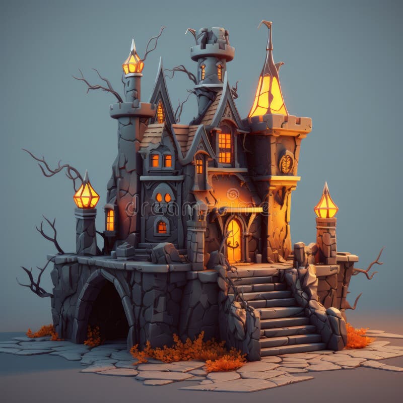 3d Illustration of a Haunted Castle Stock Illustration - Illustration ...