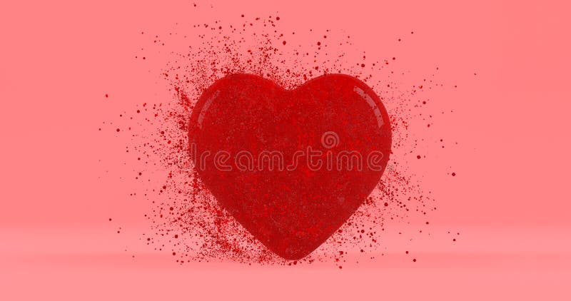3D Illustration of a Heart Shape Being Crushed To Dust. Stock Vector ...